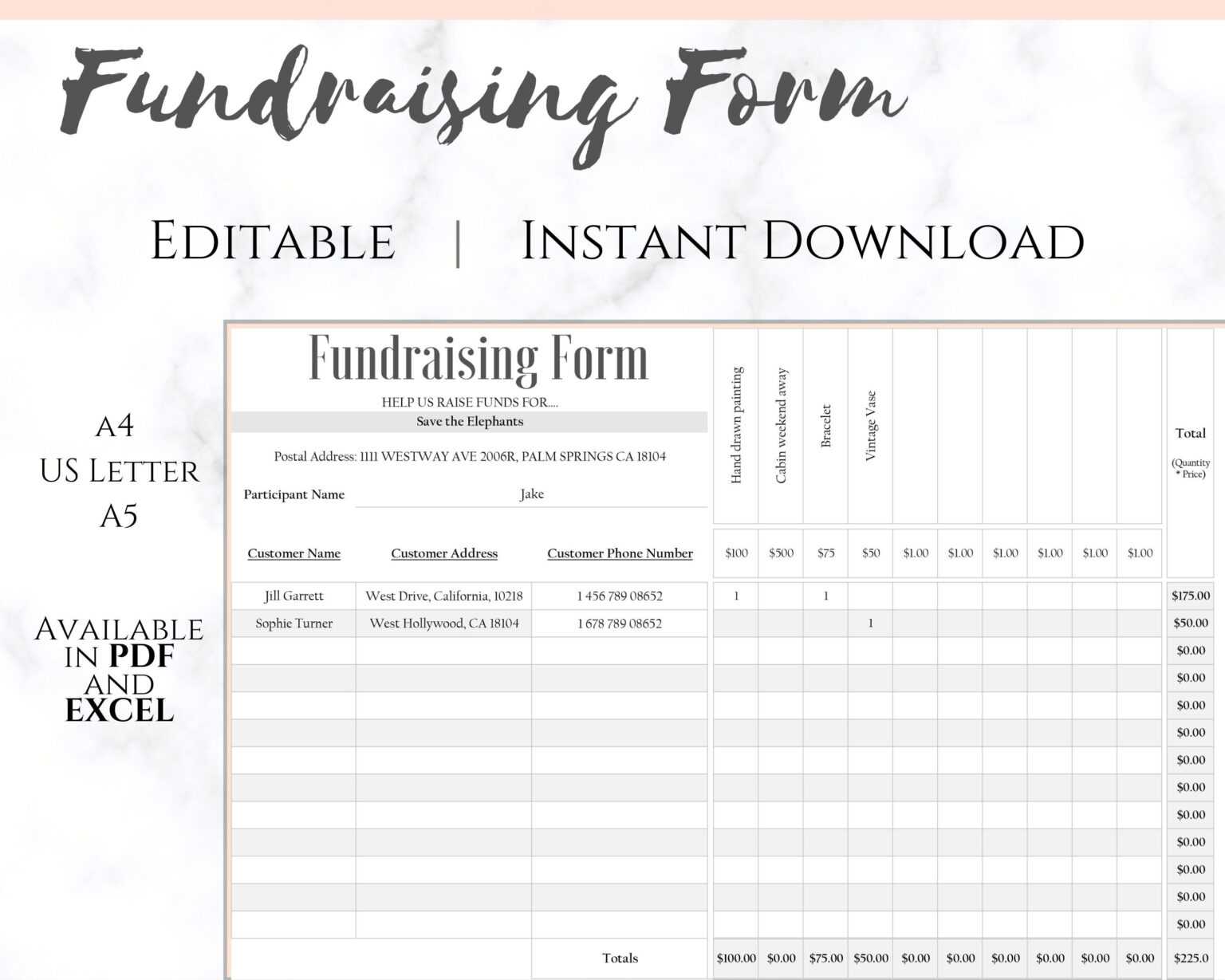 EDITABLE Fundraising Form Fundraiser Charitable Donation – Etsy ...