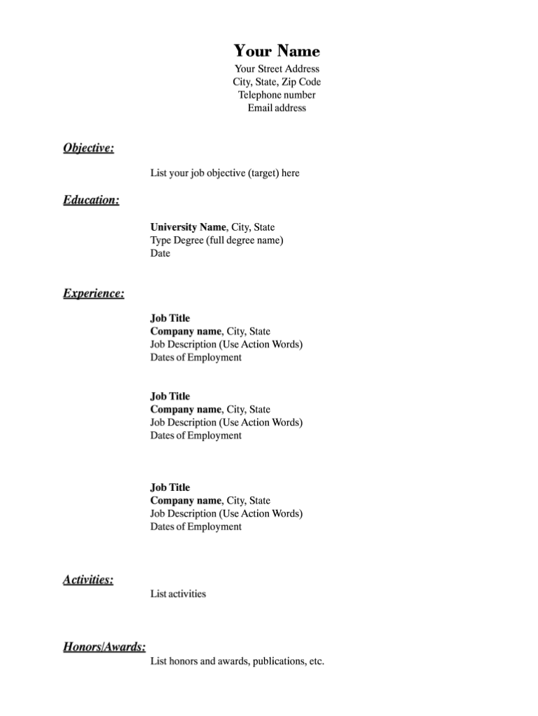 Editable Resume Template Pdf – Fill Online, Printable, Fillable With ...
