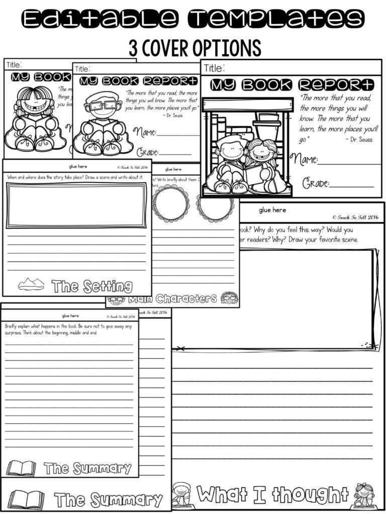 Editable Templates 10 COVER OPTIONS My Book Report Name: Grade Inside ...