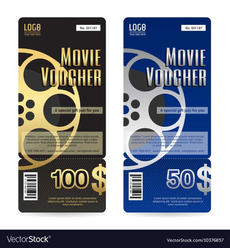 Elegant Movie Gift Voucher Or Gift Card Template Vector Image In Movie ...