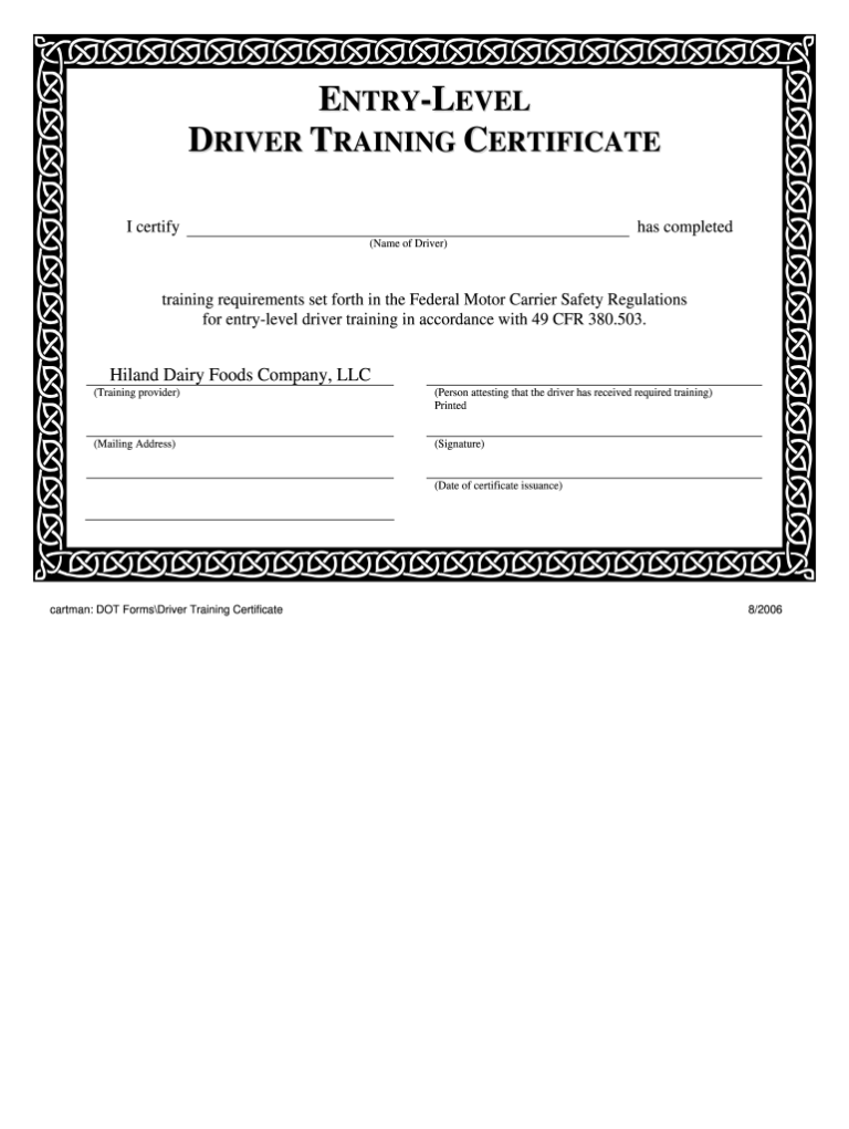 Entry Level Driver Training Certificate Pdf – Fill Online In Safe ...