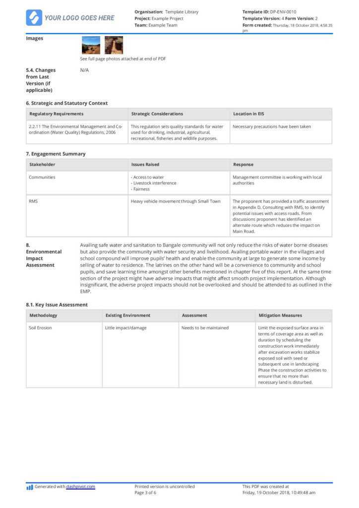Environmental Impact Statement Example (Free And Customisable) For ...