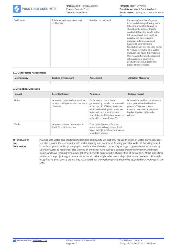 Environmental Impact Statement Example (Free And Customisable ...