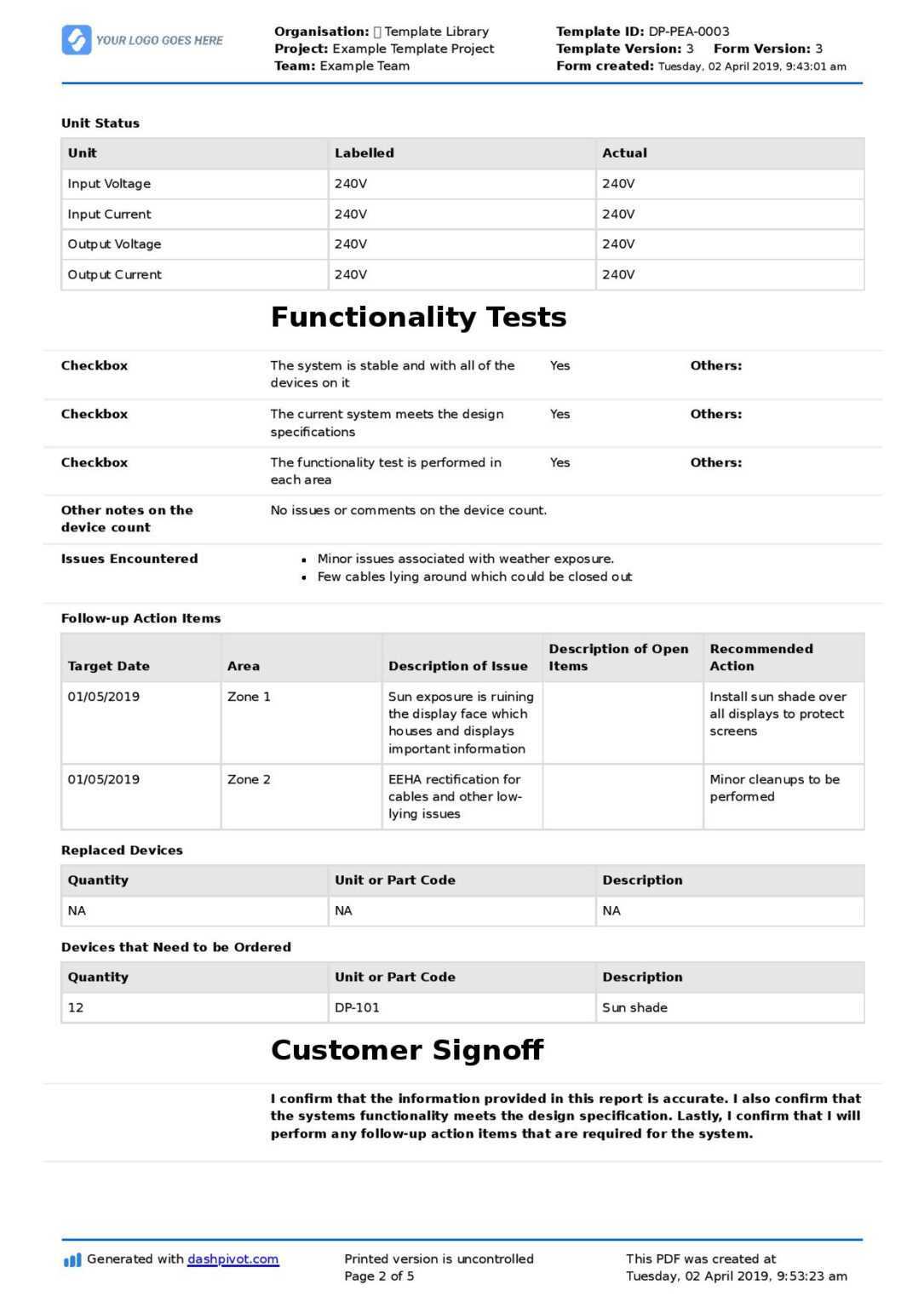 Field Service Report Template (Better Format Than Word, Excel, PDF) In ...