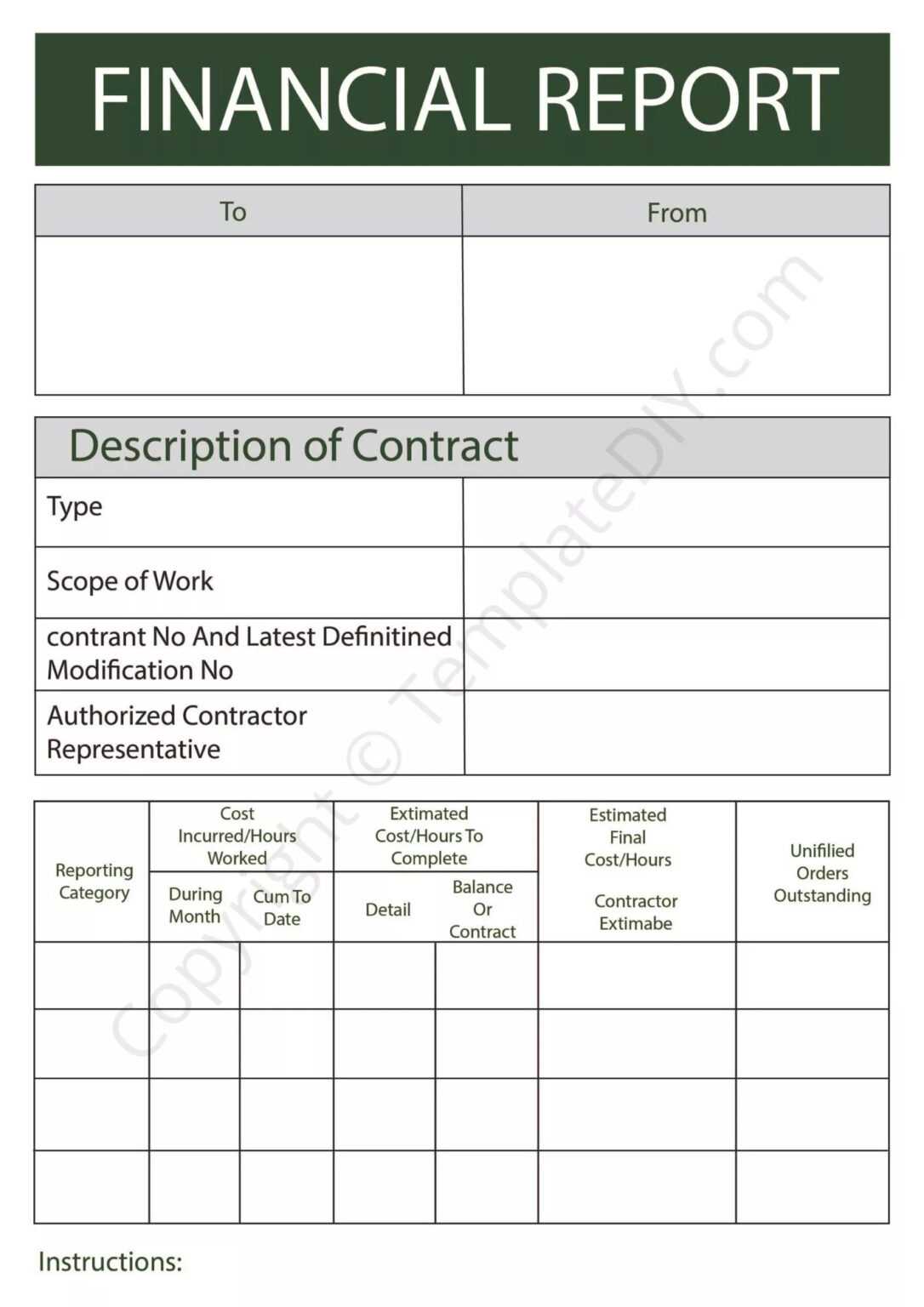 Financial Report Template Blank Printable [PDF, Excel & Word] With ...