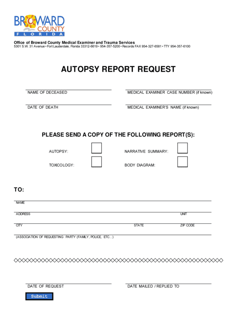 Fl Autopsy Request – Fill Online, Printable, Fillable, Blank Regarding ...