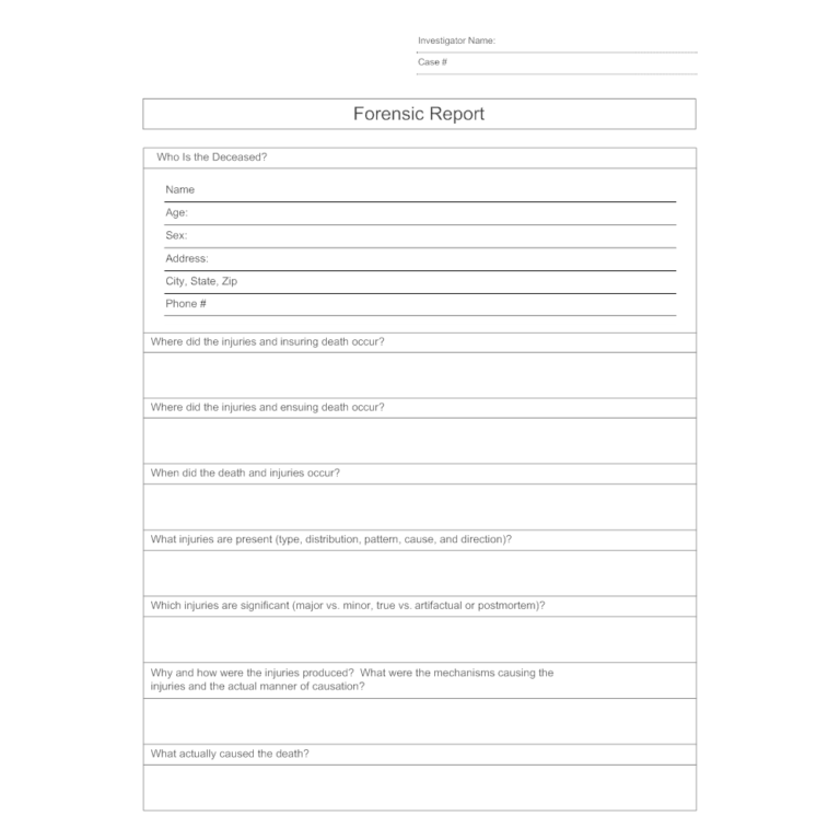 Forensic Report Within Crime Scene Report Template - Rebeccachulew.com