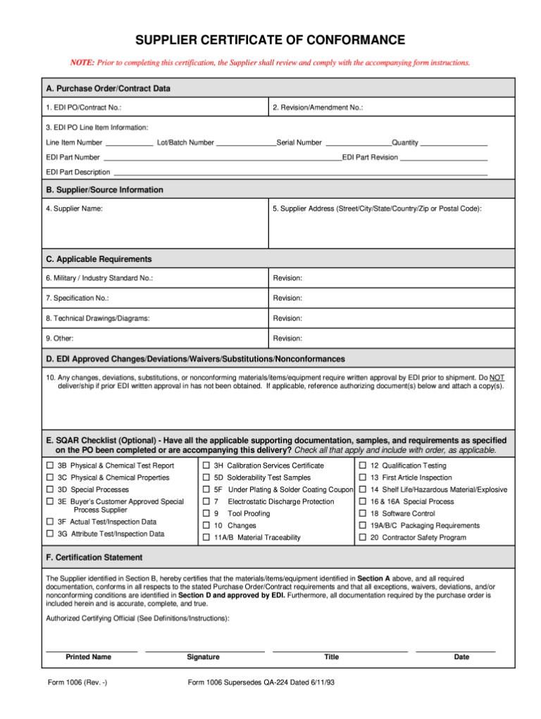 Form 10: Fill Out & Sign Online DocHub Intended For Certificate Of Conformance Template ...
