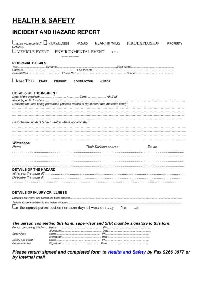 FREE 10+ Hazard Report Forms In MS Word PDF With Sample Fire ...