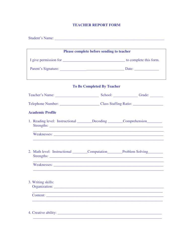 FREE 10+ Teacher Report Forms In PDF Regarding Pupil Report Template ...