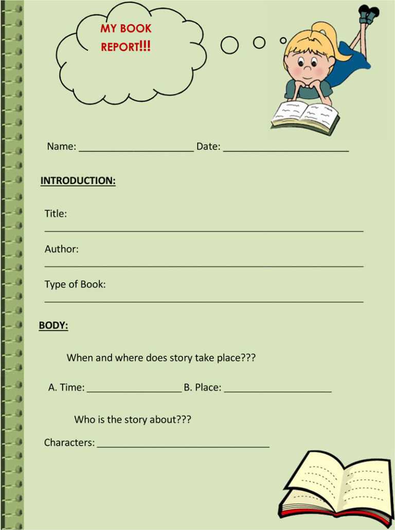 Free Book Report & Worksheet Templates – Word Layouts With First Grade ...