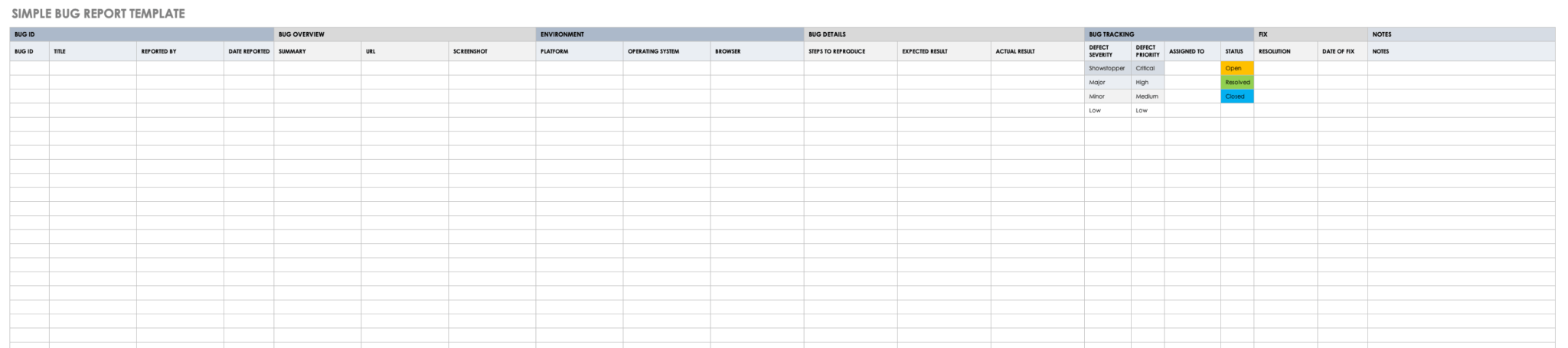 Free Bug Report Templates And Forms Smartsheet In Software Problem ...