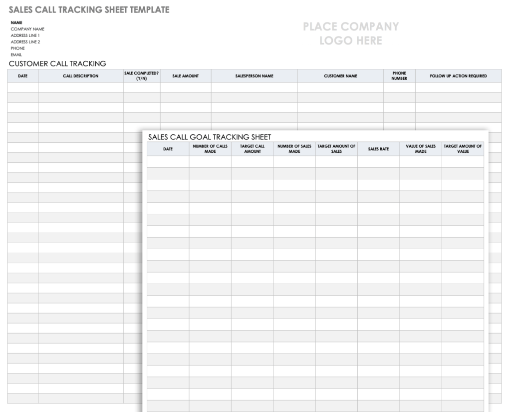 Free Call Tracking Templates Smartsheet In Sales Rep Call Report ...