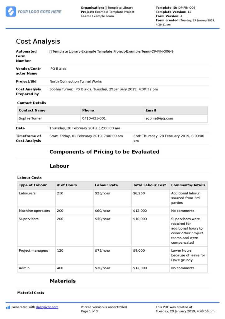 Free Construction Cost Analysis Template (Better Than Excel And PDF) In ...