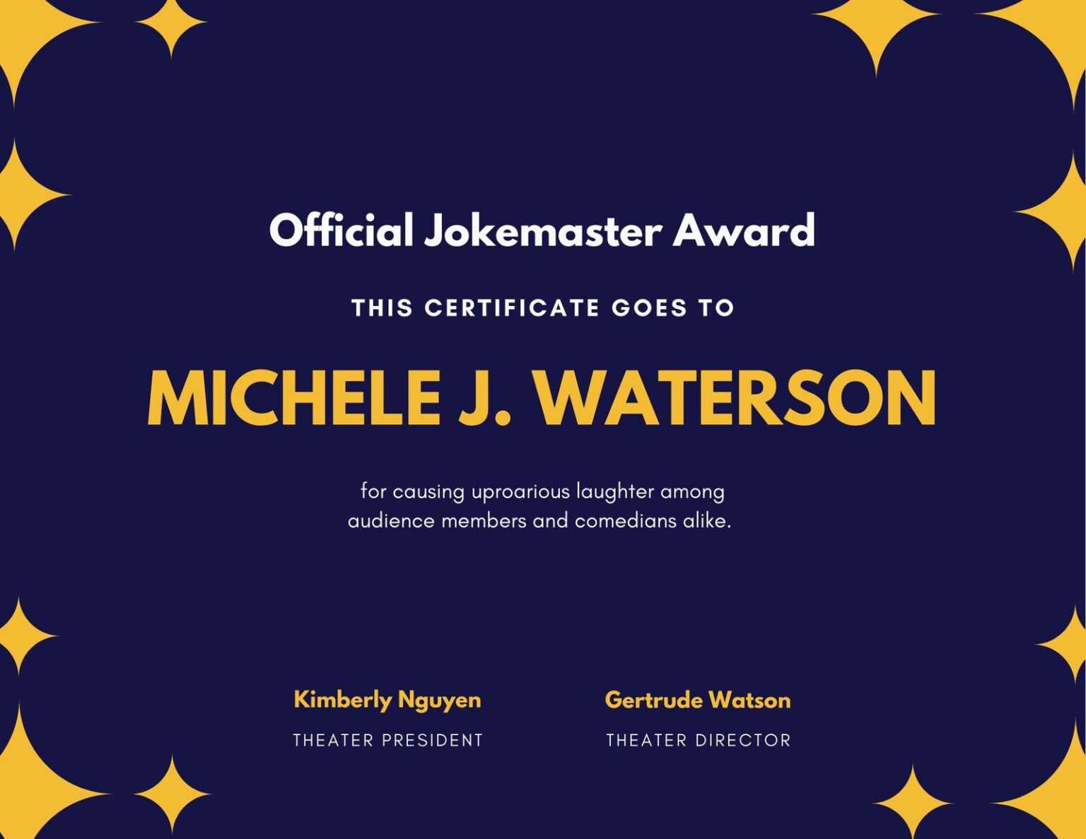 Free Custom Printable Funny Certificate Templates Canva With Fun ...