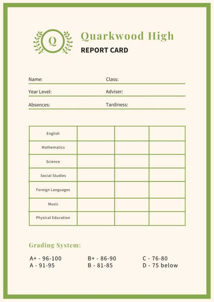 Free Custom Printable High School Report Card Templates Canva With ...