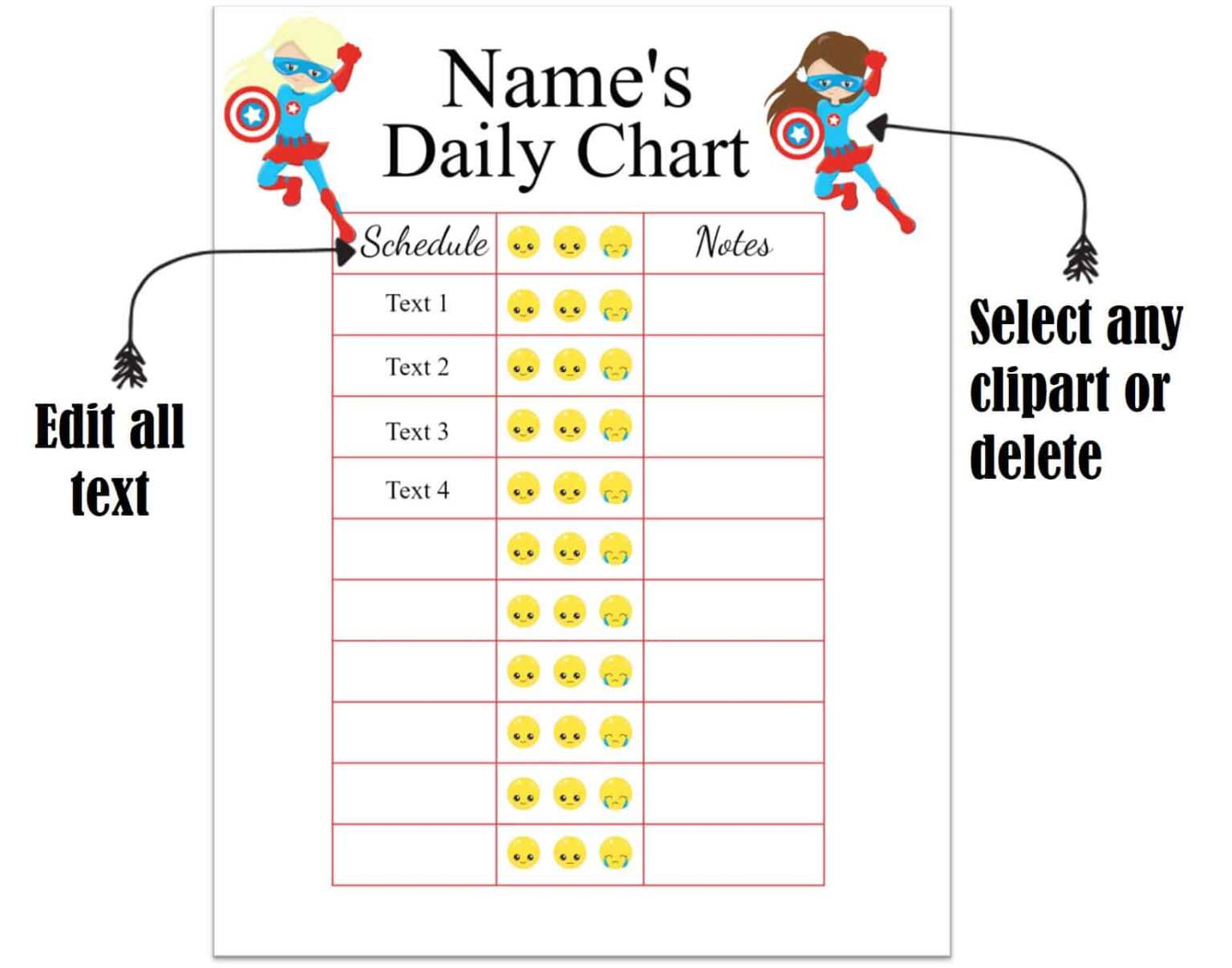 FREE Editable Daily Behavior Chart Many Designs Are Available Inside ...