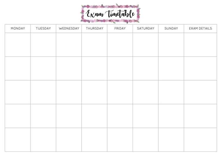 Free Exam Timetable Printable Within Blank Revision Timetable Template ...