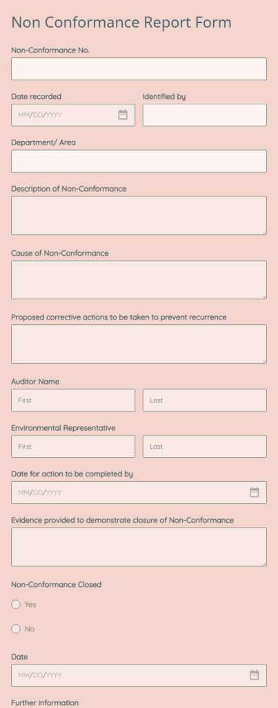 Free Non Conformance Report Form Template 10FormBuilder Regarding Non ...