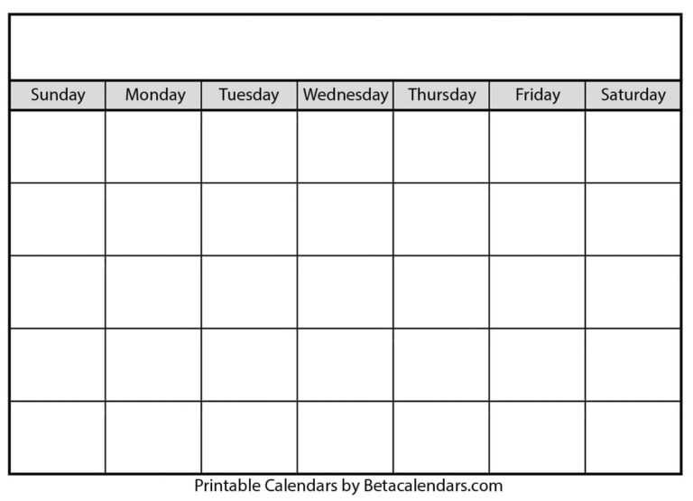 Free Printable Blank Calendar Inside Blank Activity Calendar Template ...