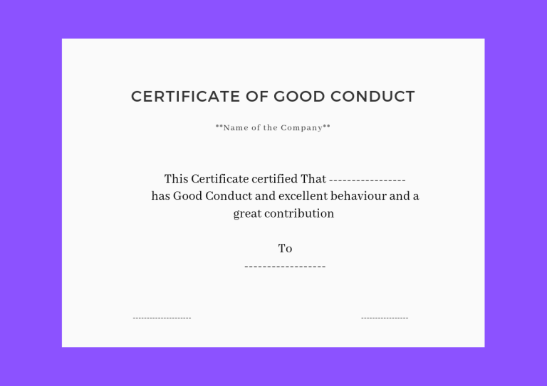 ? Free Printable Certificate Of Good Conduct Templates? Inside Good ...