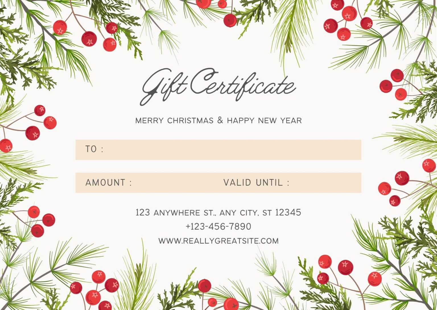 Free, Printable Custom Christmas Gift Certificate Templates Canva With ...