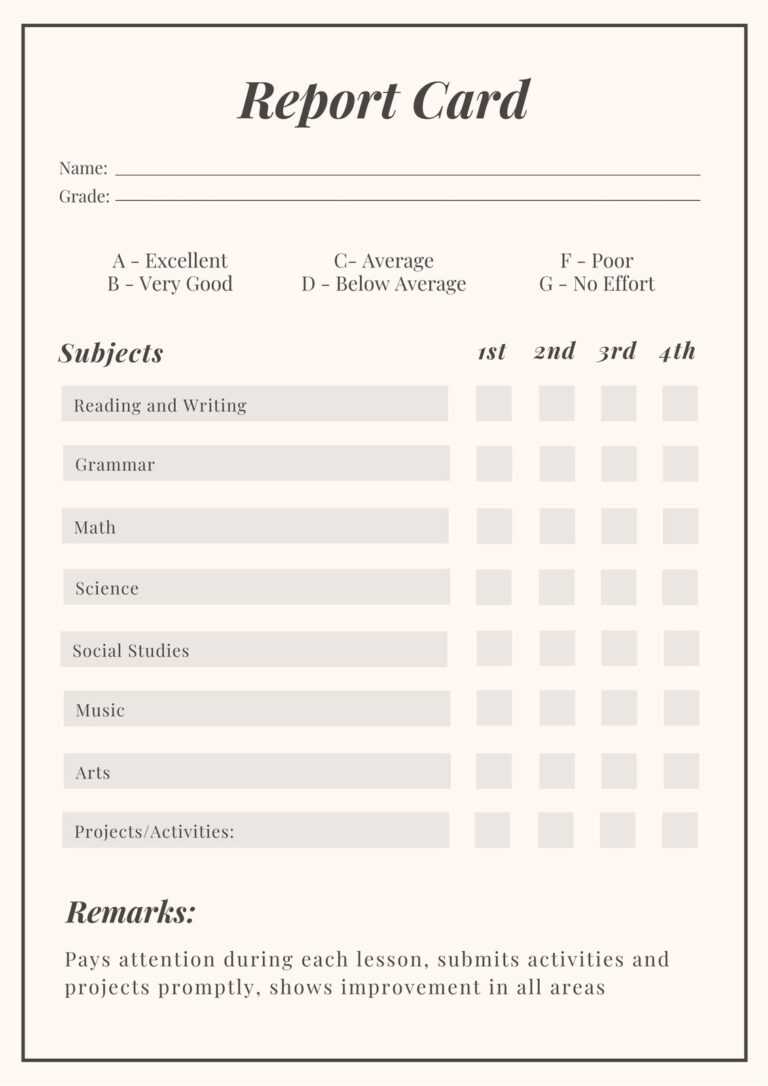 Free, Printable, Customizable Report Card Templates Canva Regarding ...