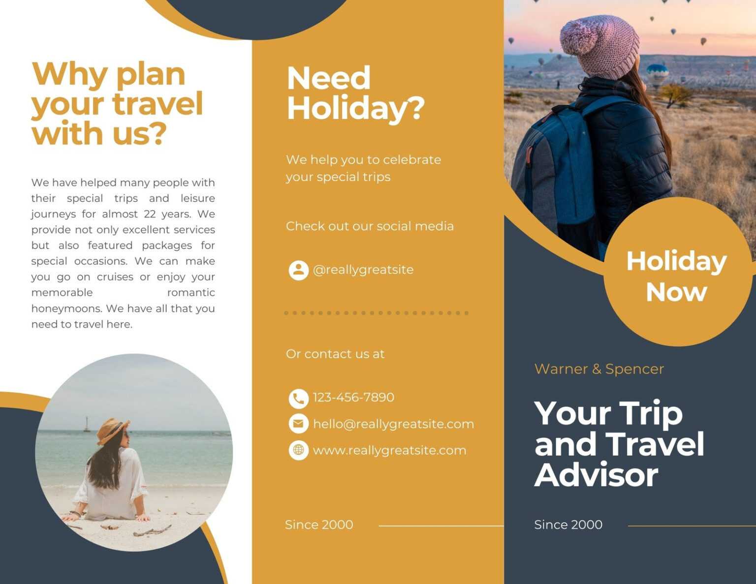 Free, Printable, Customizable Travel Brochure Templates Canva Within ...