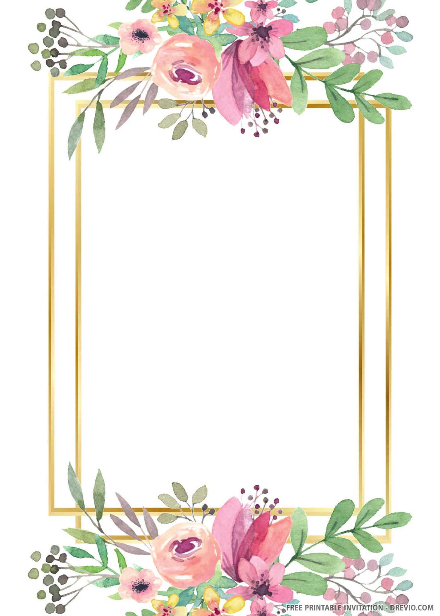 FREE PRINTABLE) Gold Wedding Invitation Template Download With Regard ...