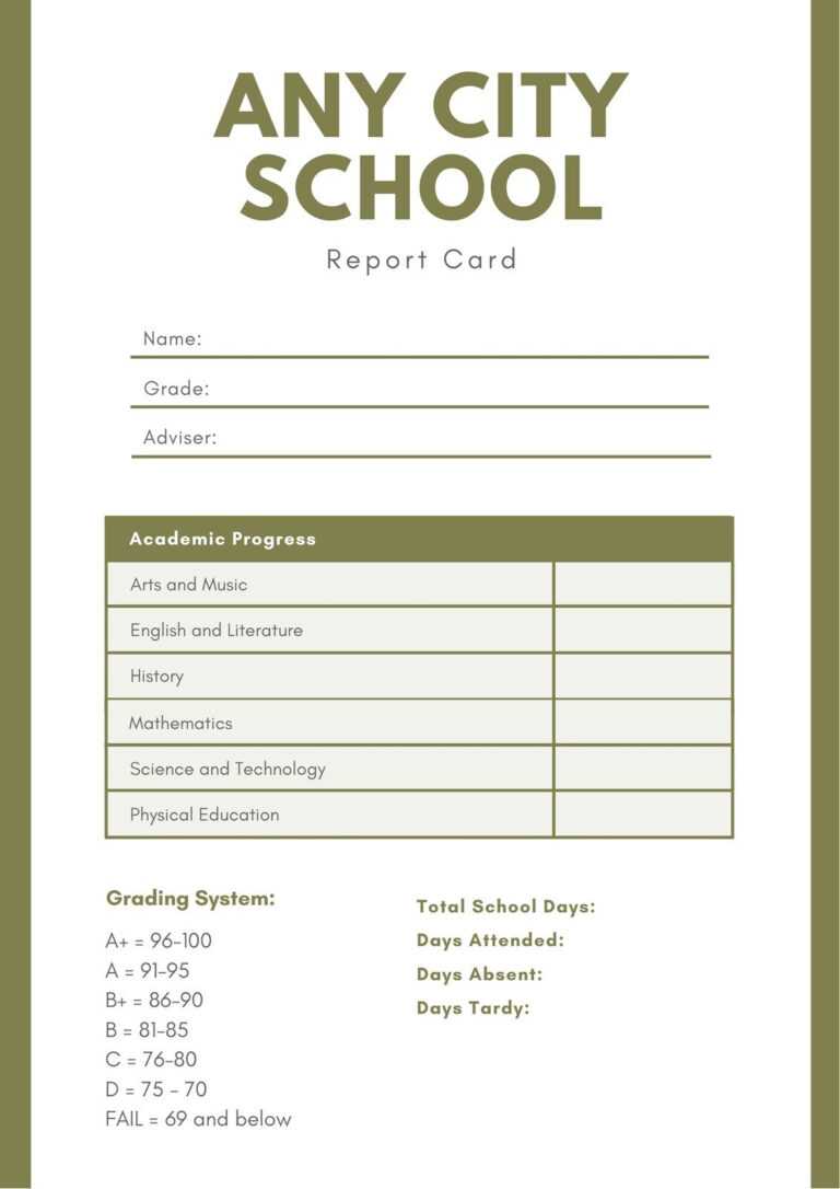 Free Printable Middle School Report Card Templates Canva In Middle ...
