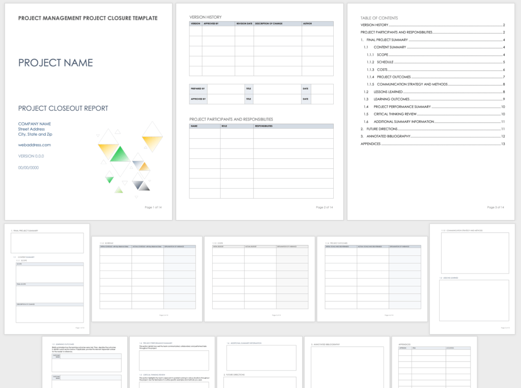 Free Project Closeout Templates Smartsheet In Closure Report Template ...