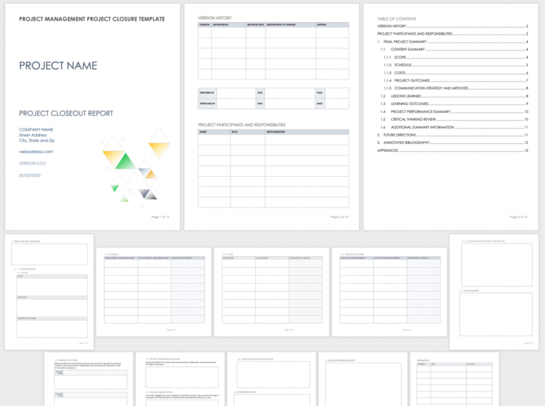 Free Project Closeout Templates Smartsheet Within Test Closure Report ...