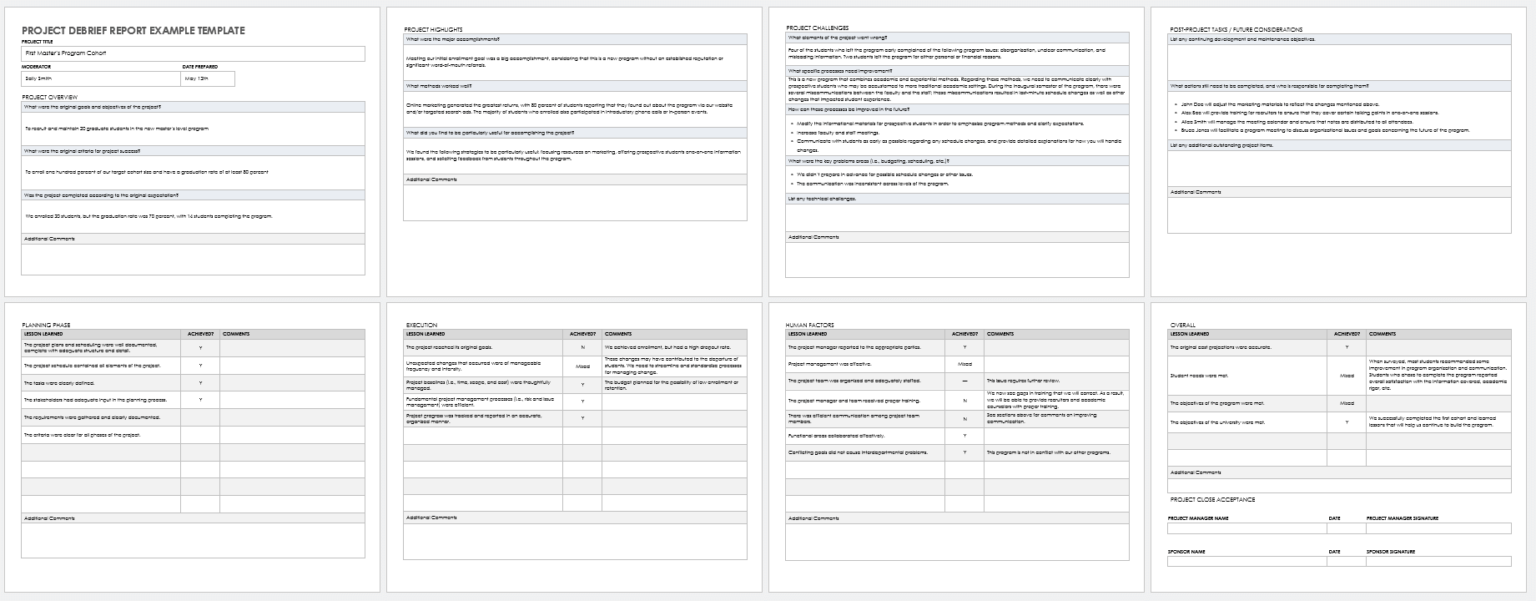 Free Project Debrief Templates Smartsheet Regarding Debriefing Report ...