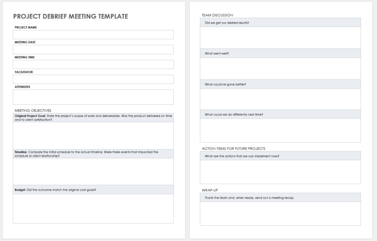 Free Project Debrief Templates Smartsheet With Event Debrief Report ...