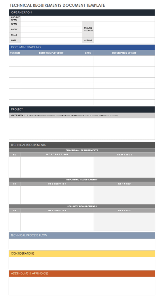 Free Project Requirement Templates Smartsheet Regarding Report ...