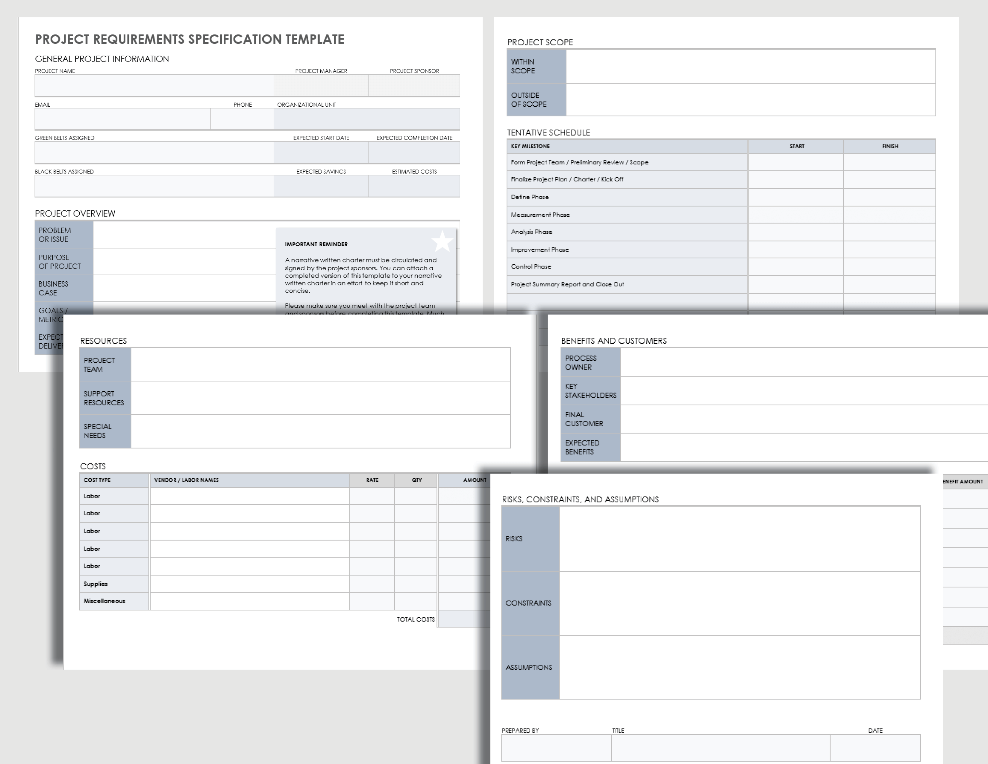Free Project Requirement Templates Smartsheet With Report Specification ...