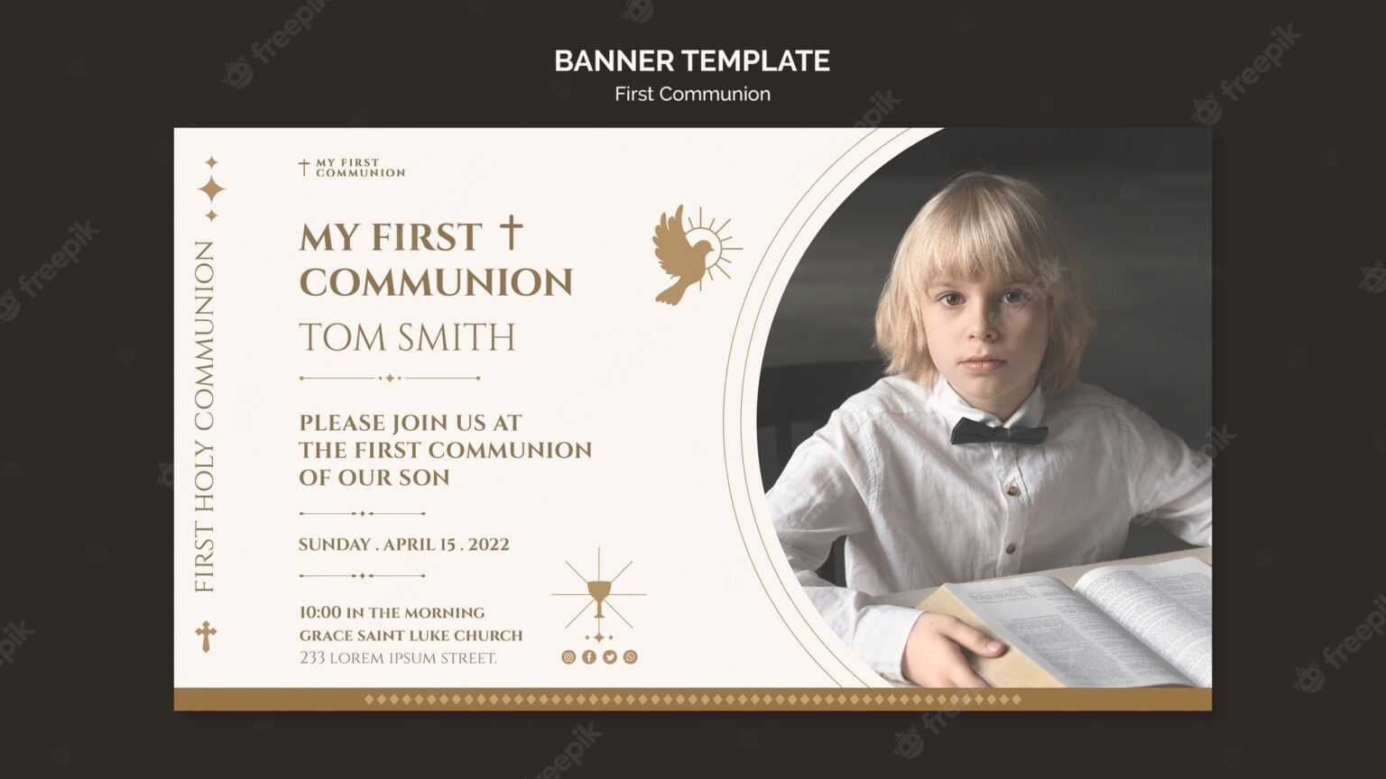 Free PSD Flat Design First Communion Banner Template For First ...