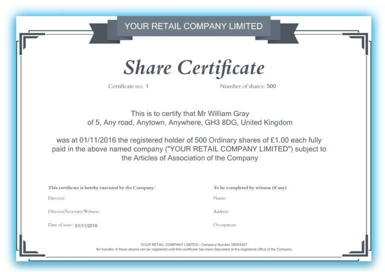 Free Share Certificate Template – Uniwide Formations Throughout ...