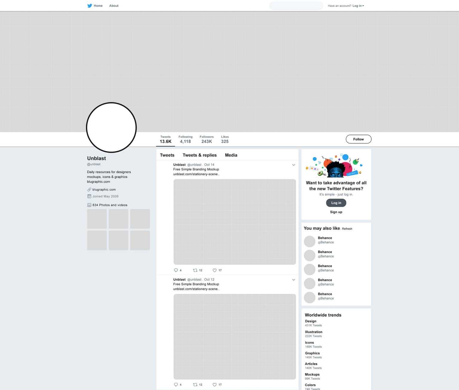 Free Twitter Page Mockup (PSD) In Blank Twitter Profile Template ...
