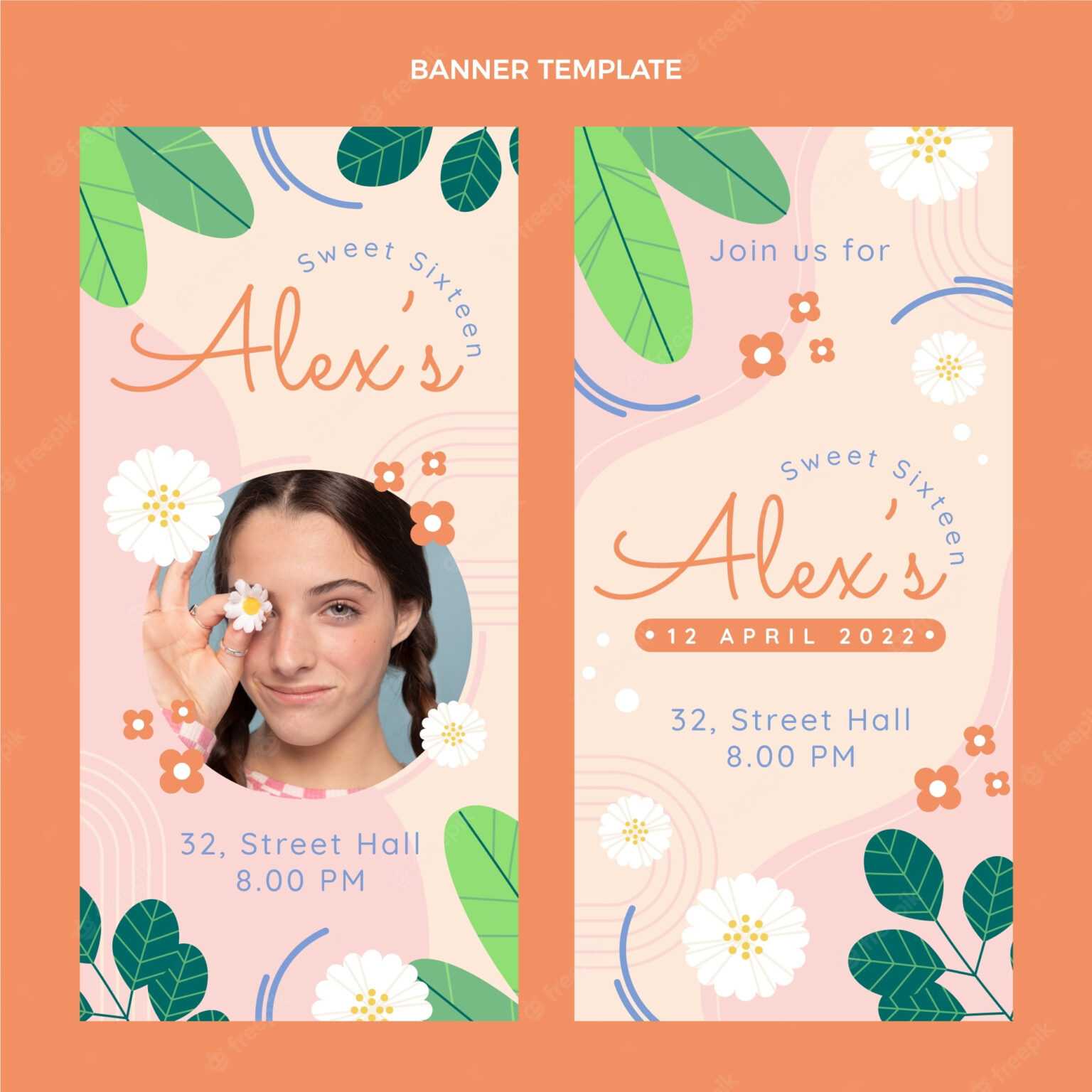 Free Vector Hand Drawn Sweet 10 Vertical Banners Within Sweet 16 Banner ...