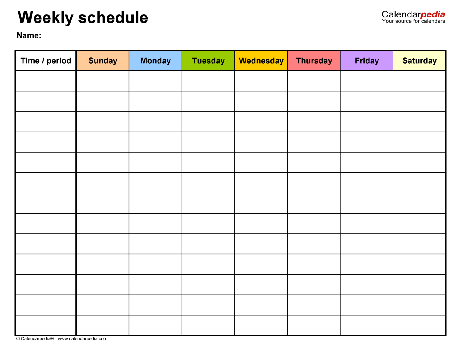 Free Weekly Schedules for Word – 10 Templates Intended For Blank ...