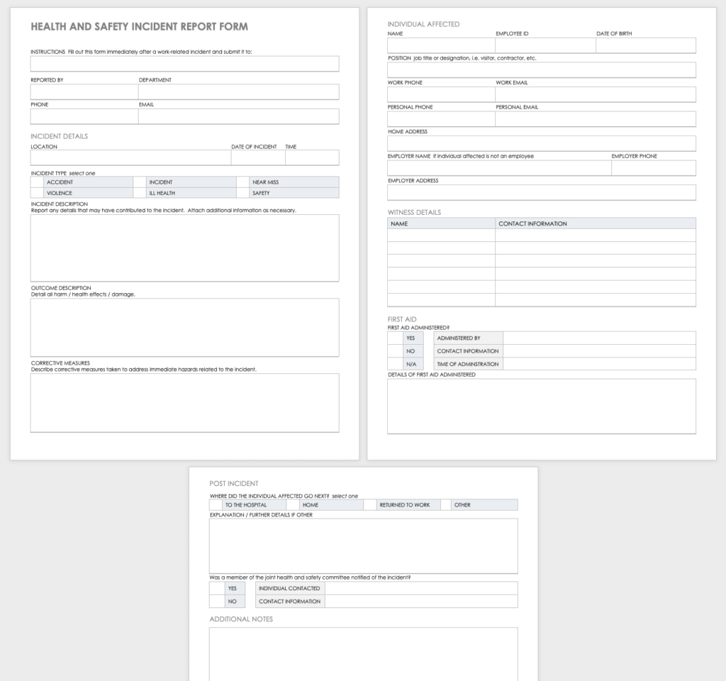 Free Workplace Accident Report Templates Smartsheet In Incident Report ...