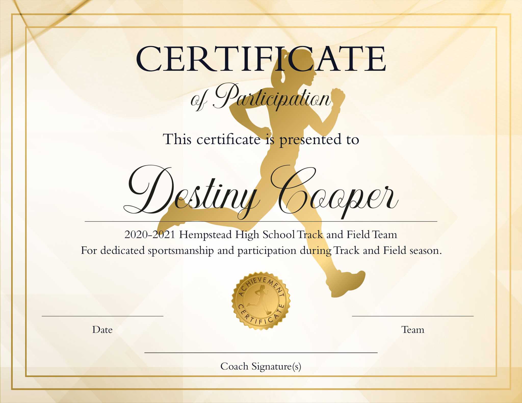 Girls Track And Field Certificate Template Editable Girls – Etsy With ...