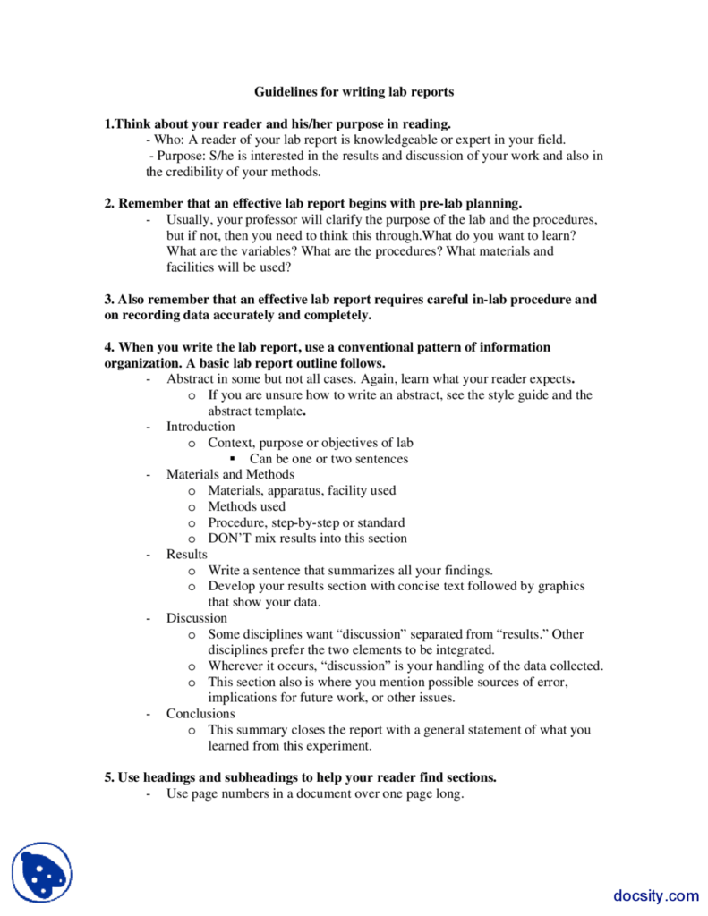 Guidelines For Writing Lab Reports Aeronautical Engineering Lab ...