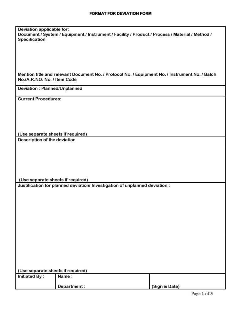 Handling Of Deviation – SOP – PharmaBlog Regarding Deviation Report ...