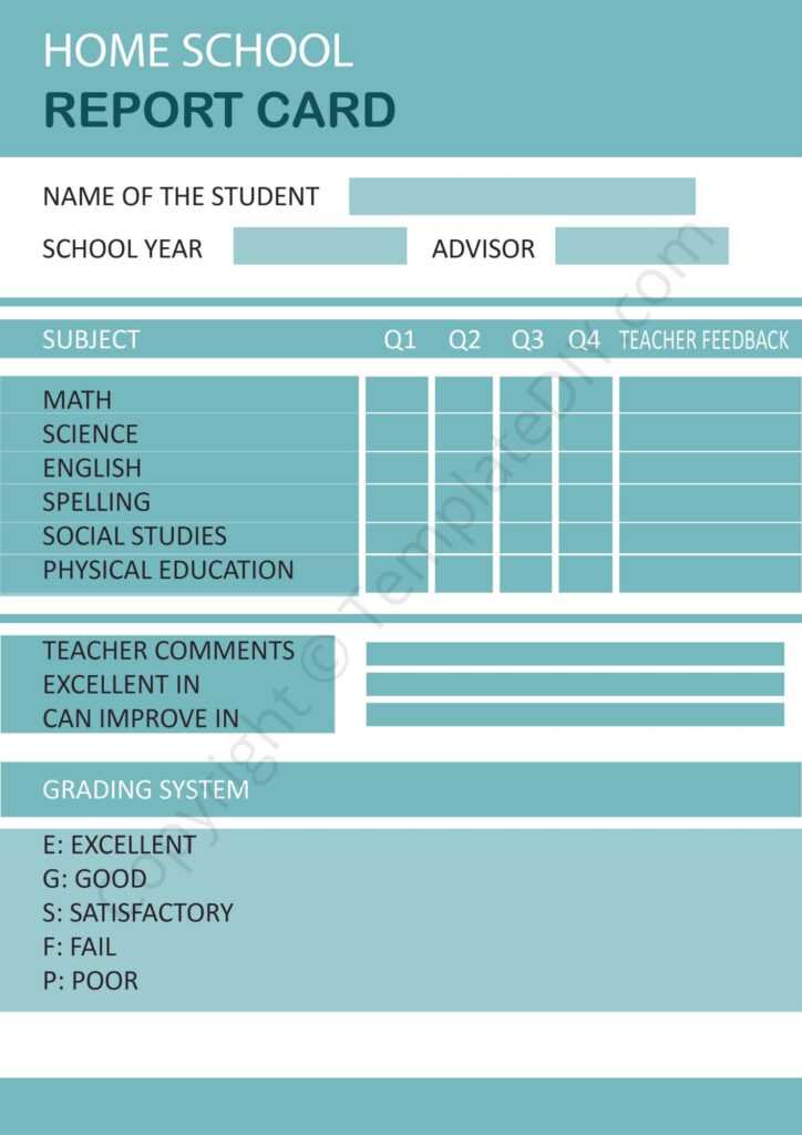 Homeschool Report Card Template Blank [PDF, Excel & Word] With Student ...