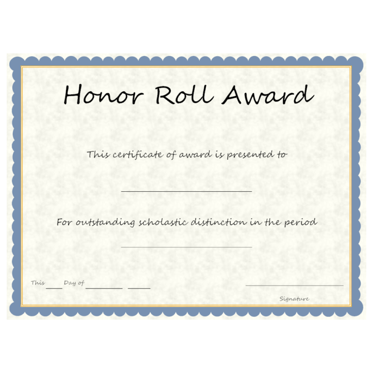 Honor Roll Award Inside Honor Roll Certificate Template - Rebeccachulew.com