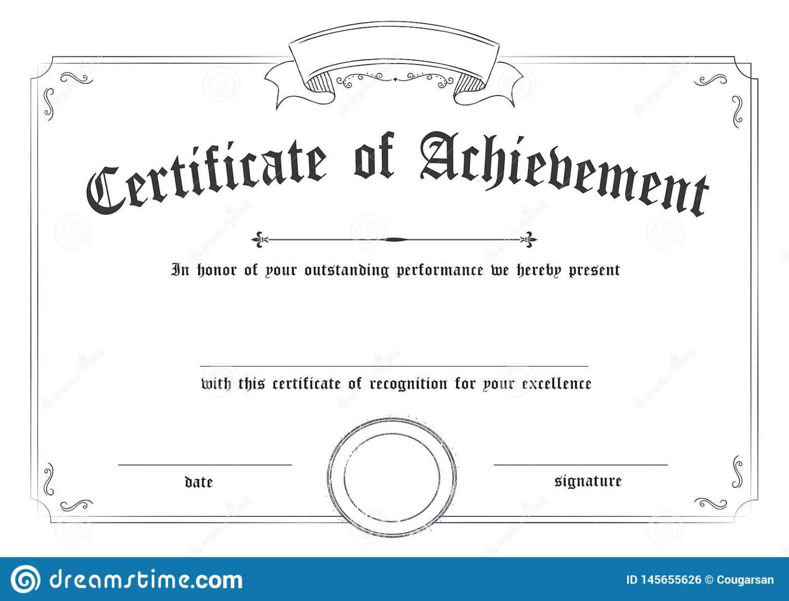 Horizontal Classic Certificate of Achievement Paper Template In Free ...