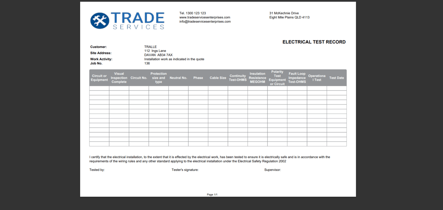 Electrical Installation Test Certificate Template - Rebeccachulew.com