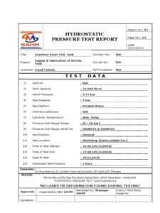 Hydrostatic Pressure Test Report PDF Inside Hydrostatic Pressure Test ...